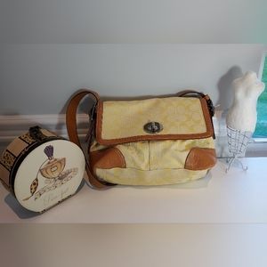 Coach | Bags | Coach Lemon Natural Signature Flap Shoulder Bag Nwt ...